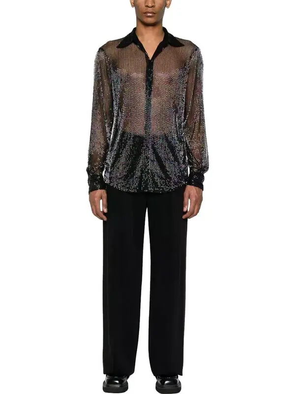 Dsquared2 70's Beaded Tulle Shirt - Black