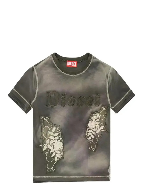 DIESEL® T-uncut Appliqué Faded T-shirt - Green
