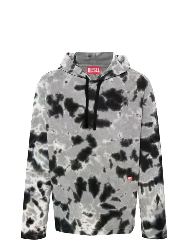 DIESEL® Tie-dye Cotton Hoodie - Grey