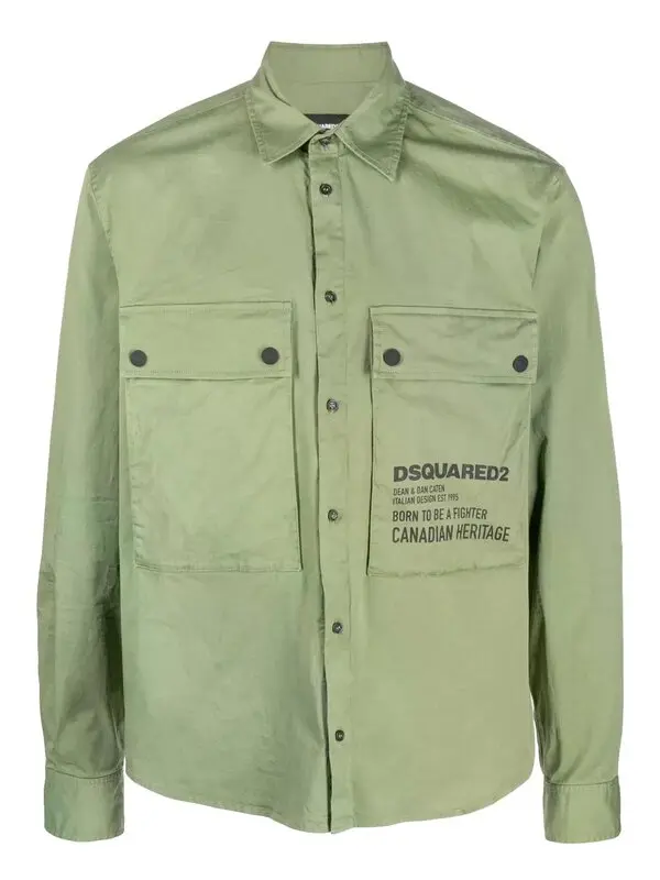 Dsquared2 Logo-detail Cotton Shirt - Green