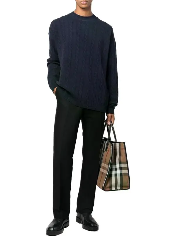 Woolrich Aran Knit Virgin Wool Jumper - Blue