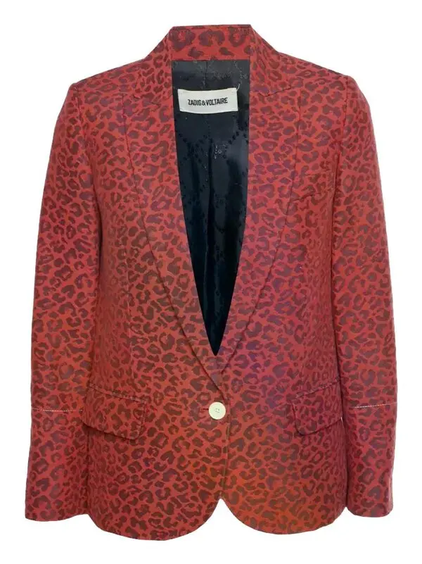 Zadig&Voltaire Leopard-jacquard Single-breasted Blazer - Red
