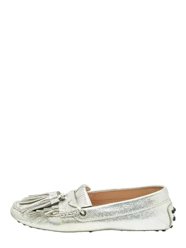 TOD'S Gommino Tassel Loafers - Silver