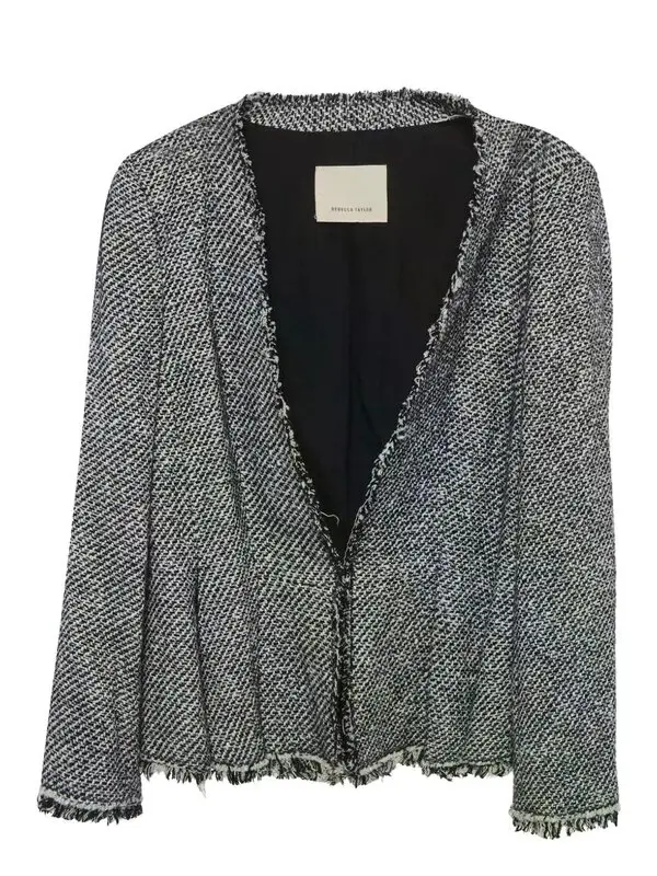 Dolce & Gabbana White/ Tweed V-neck Jacket - Black