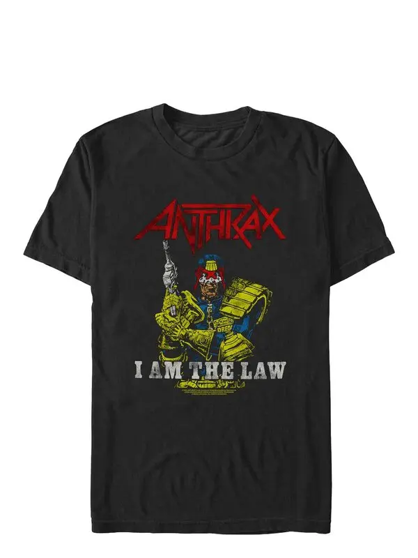 ANTHRAX Distressed I Am The Law Short Sleeve Graphic T-shirt - Black
