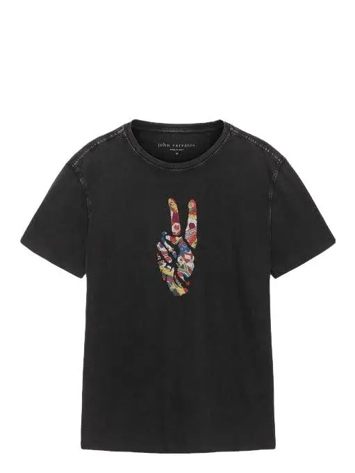 John Varvatos World Flags Peace Organic Cotton Graphic T-shirt - Black