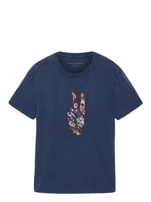 John Varvatos World Flags Peace Organic Cotton Graphic T-shirt - Indigo