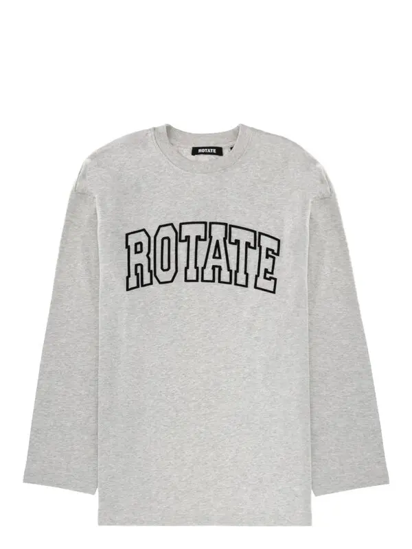 ROTATE BY BIRGER CHRISTENSEN Long Sleeve Cotton T-shirt With Logo - Gray
