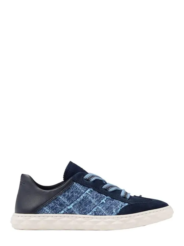 JIMMY CHOO Diamond Light Flex F Suede And Leather Low Top Sneakers - Navy