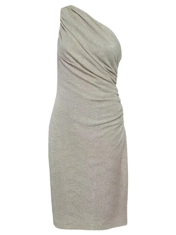 Ralph Lauren One-shoulder Metallic Midi Dress - Silver