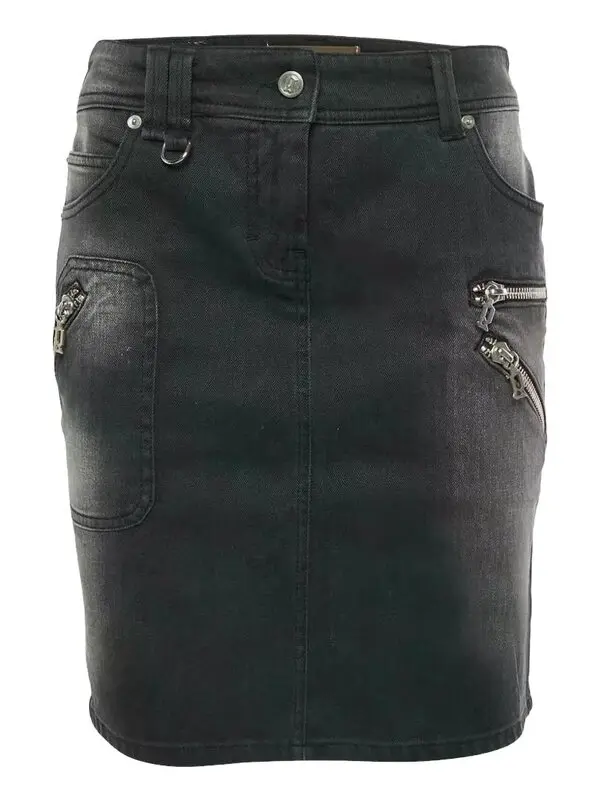 John Galliano Denim Midi Skirt - Grey