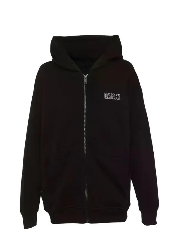 GANNI Zip-up Hoodie - Black