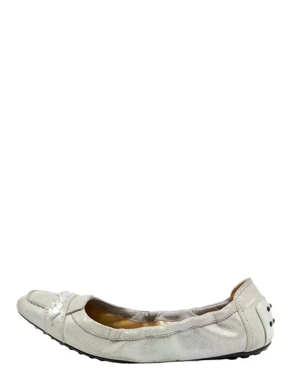 TOD'S Suede Ballet Flats - Silver