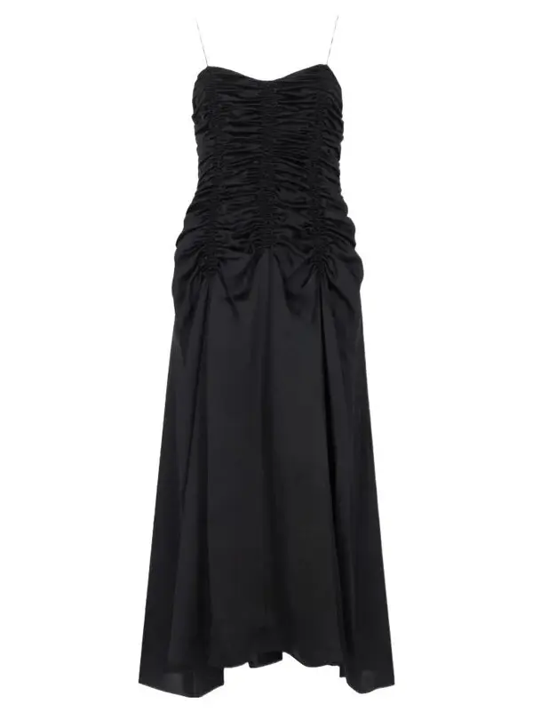 Khaite Raina Pleated Silk Dress - Black