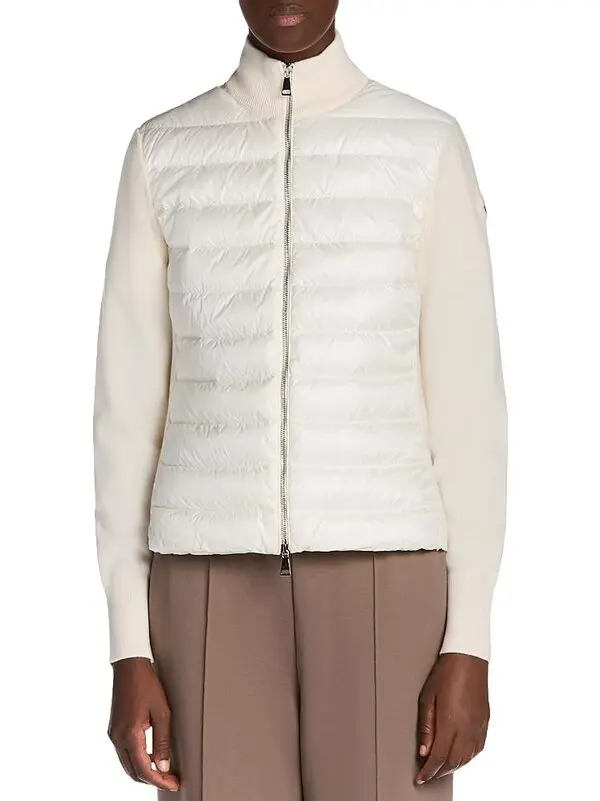 Moncler Quilted Panel Knit Cardigan - White