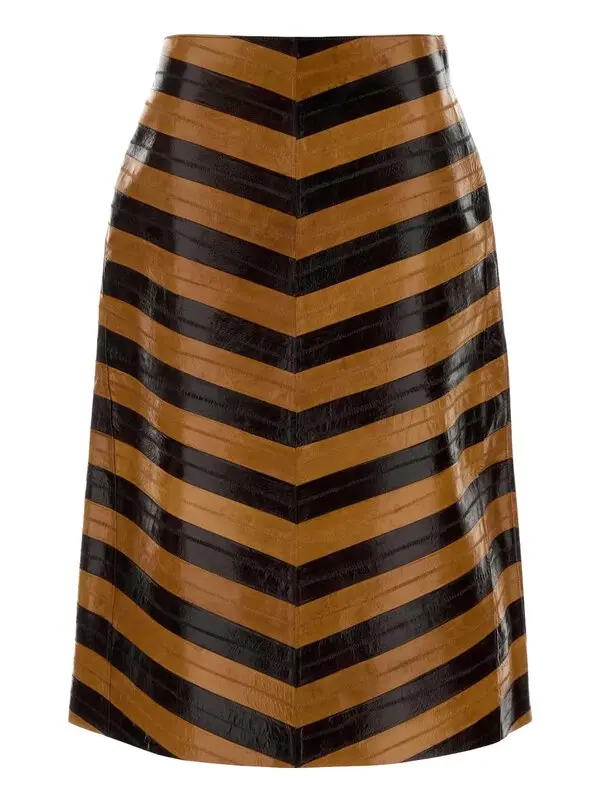 Fendi Two-tone Leather Skirt - Multicolor