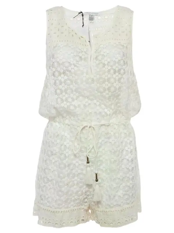 Diane Von Furstenberg Lace Playsuit - White