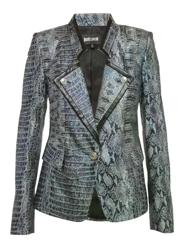 Just Cavalli Snakeskin Jacquard Blazer - Blue