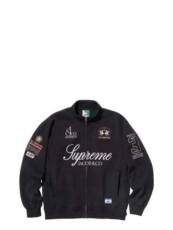 Supreme X La Martina Embroidered Zip Up Sweatshirt - Black