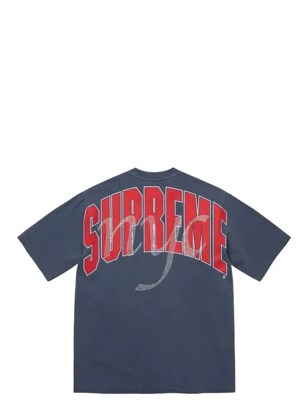 Supreme Ss26 Rhinestone Script S/s T-shirt - Navy