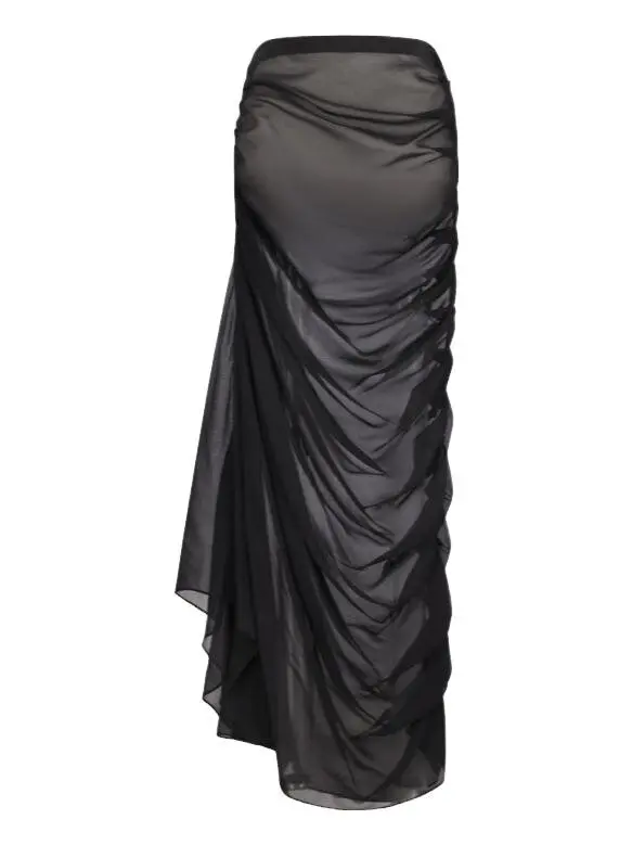Giuseppe Di Morabito Ruched Draped Silk Maxi Skirt - Black