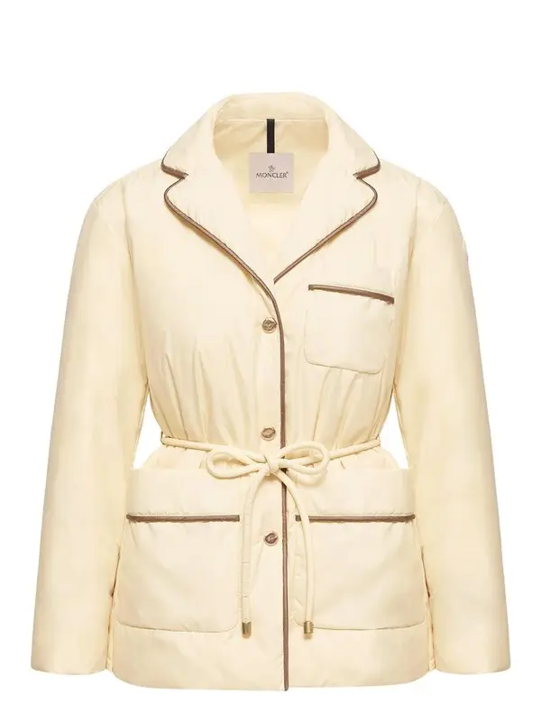 Moncler Tieche Belted Mid-length Down Jacket - Beige