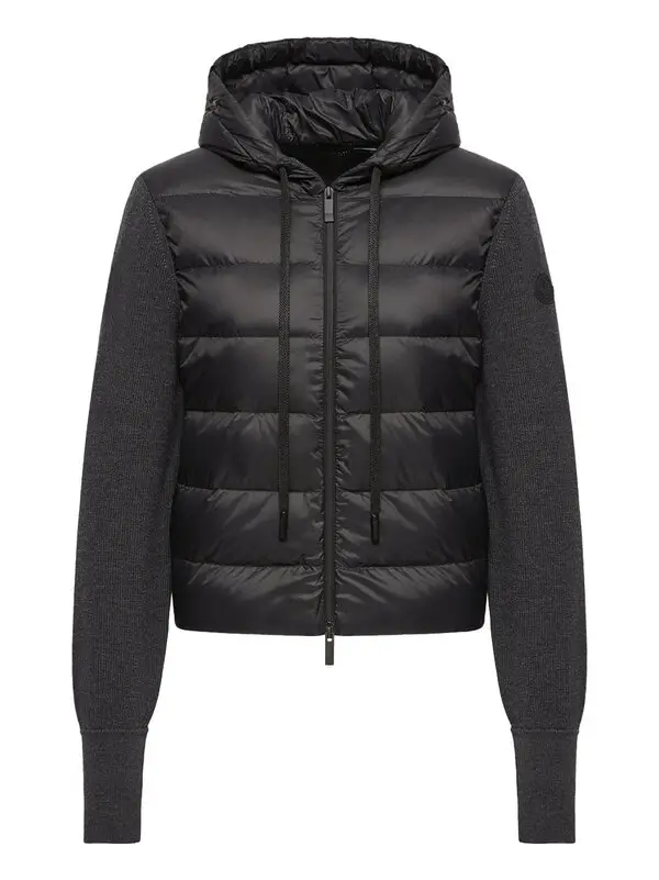 Moncler Wool Hooded Padded Zip-up Cardigan - Grey