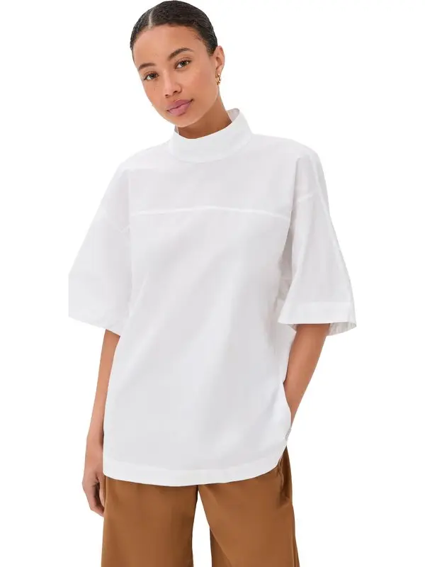 AMI Paris Short Sleeve Mock Neck Top - Blanc