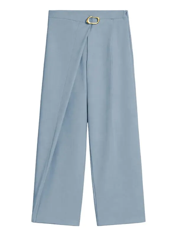 NOCTURNE Tailored Trousers With Asymmetrical Buckle Waist - Blue