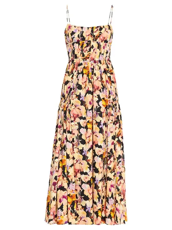 Ulla Johnson Cotton Poplin Floral Midi Dress - Night Bloom