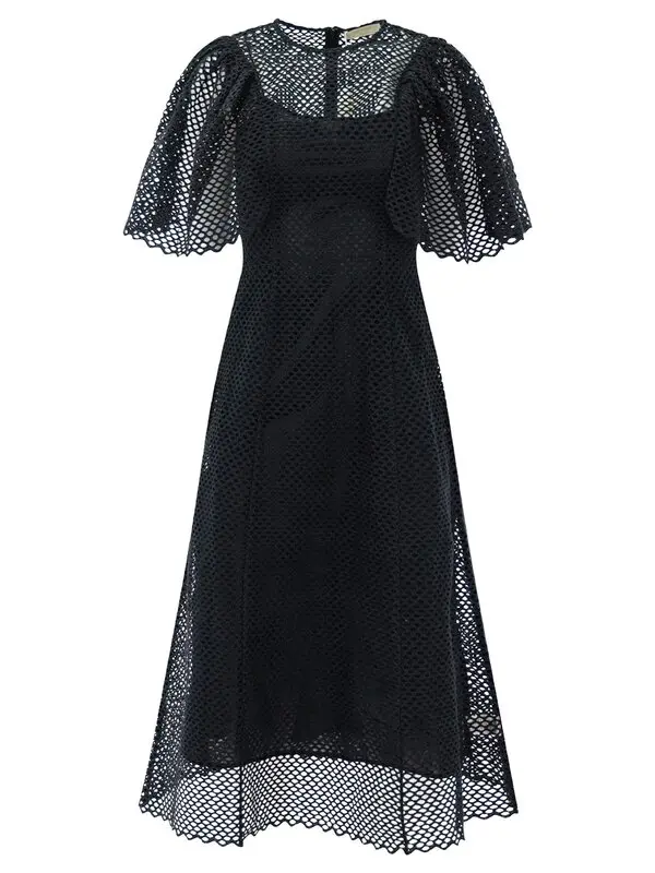 Ulla Johnson Gracelle Eyelet Cotton Midi Dress - Noir
