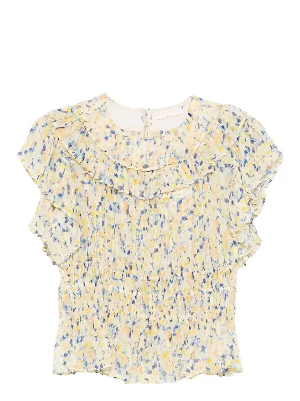 Ulla Johnson Athene Crinkled Silk Chiffon Top - Daffodil