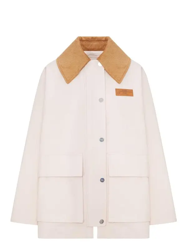 GANNI Recycled Polyester Twill Jacket With Corduroy Collar - Pink