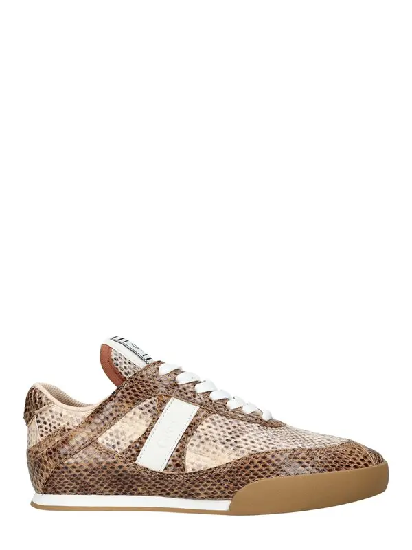Chloé Snake-embossed Leather Lace-up Sneakers - Brown