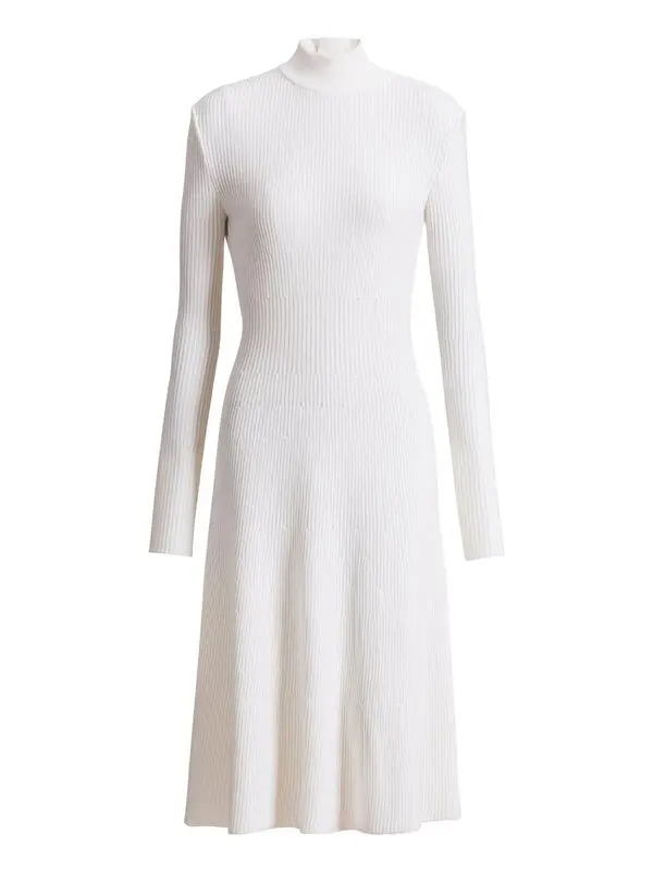 Balmain Rib-knit High Neck Maxi Dress - White
