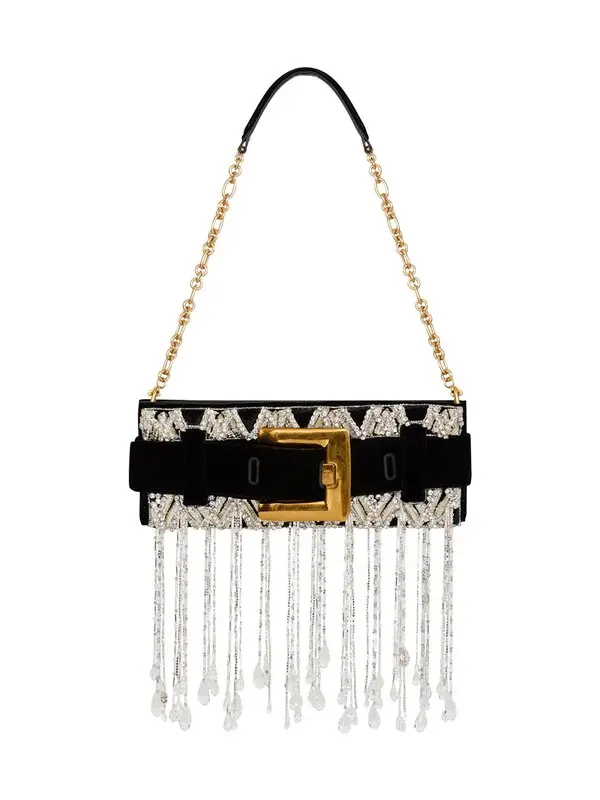 Balmain Embellished Anthem Clutch Bag - Black