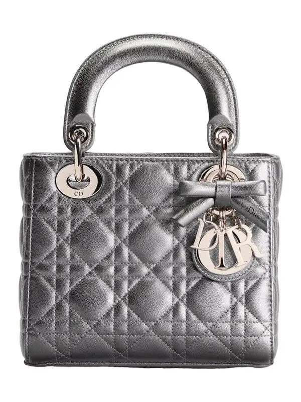 Dior Mini Lady Bag With Chain - Silver