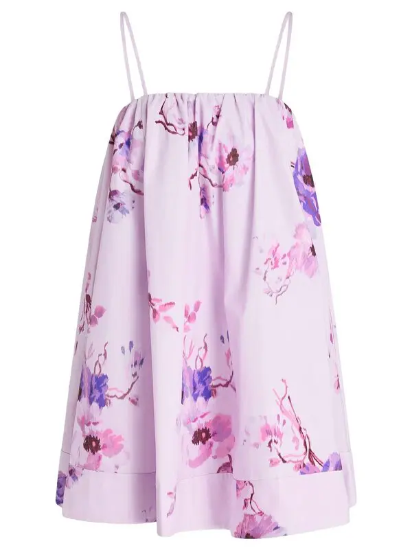 Zimmermann Floral Cotton-poplin Mini Dress - Lavender