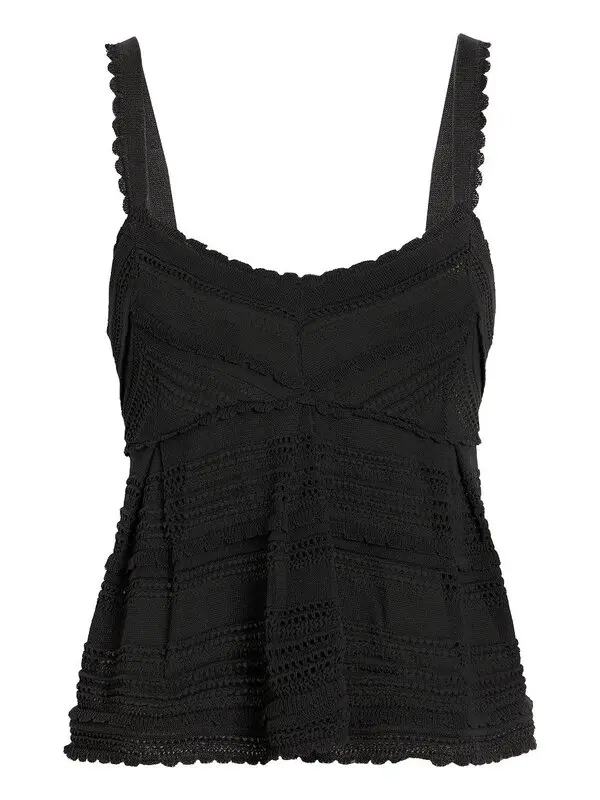 Zimmermann Pleated Pointelle-knit Paper-blend Tank - Black