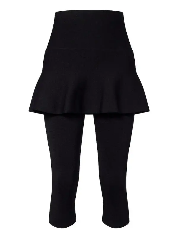 Alaïa Cropped Peplum Leggings - Black