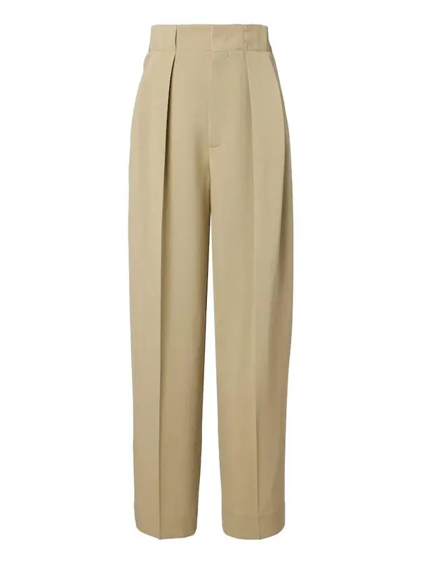 Victoria Beckham Pleated Tapered Trousers - Beige