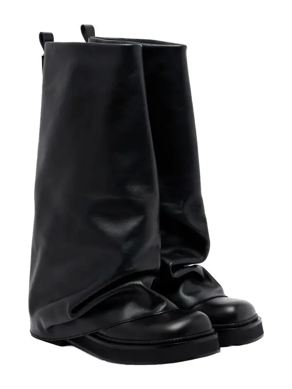 Attico Robin Leather Combat Boots - Black