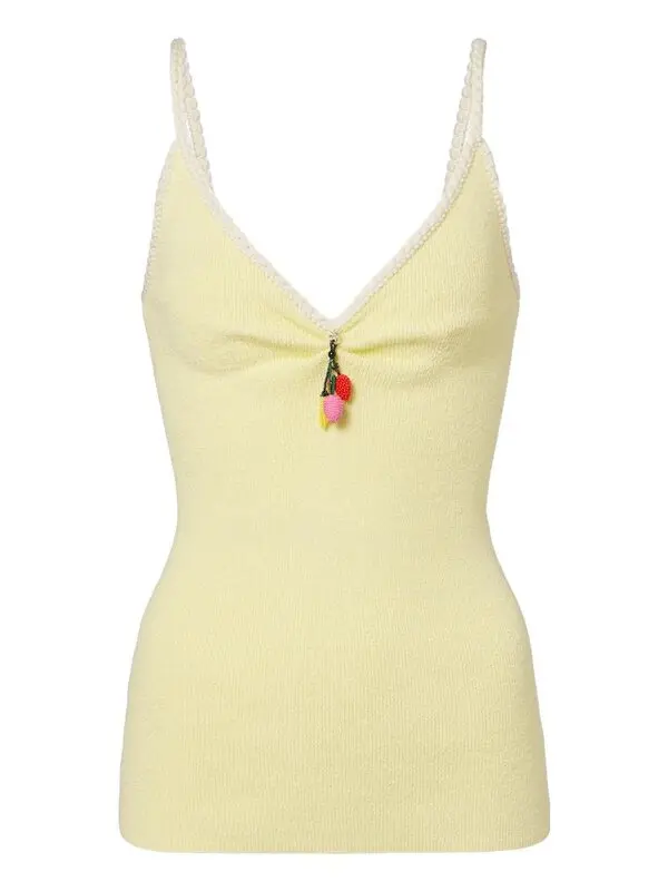 Prada Embellished Cotton-blend Bouclé Top - Yellow