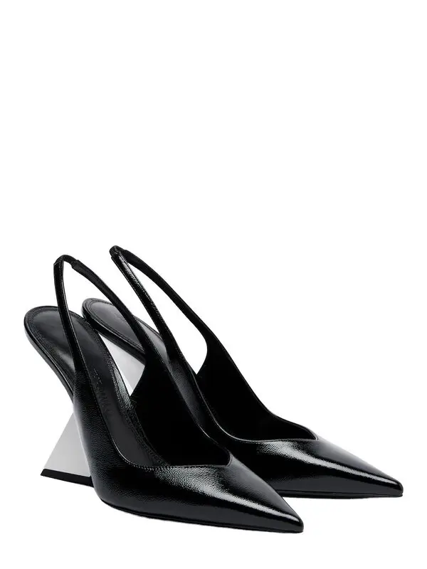 Attico Cheope Leather Slingback Pumps - Black