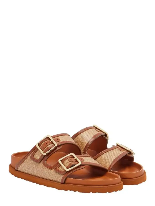 BIRKENSTOCK Arizona Woven Raffia Sandals - Beige