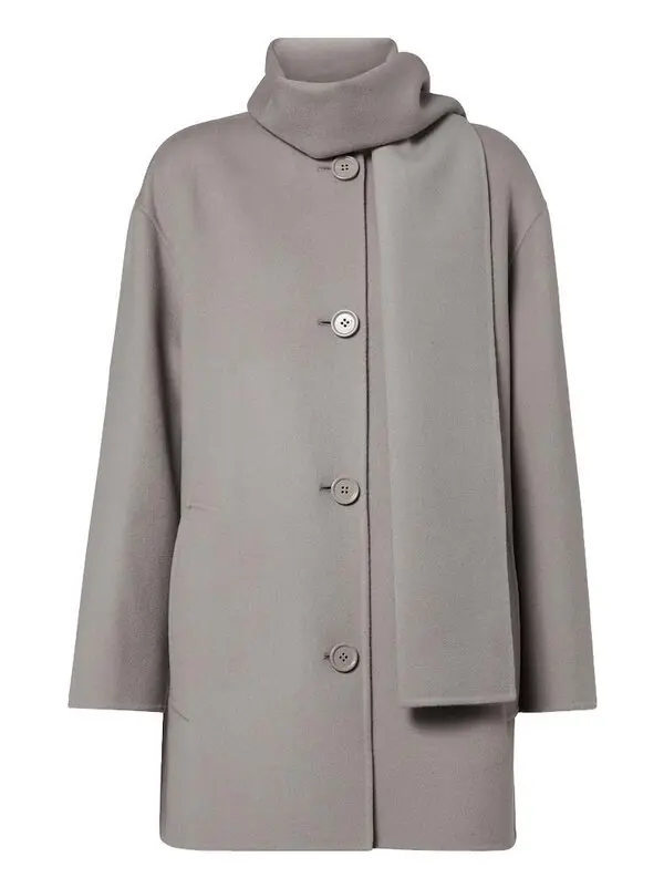 Max Mara Wool Coat With Detachable Scarf - Blue