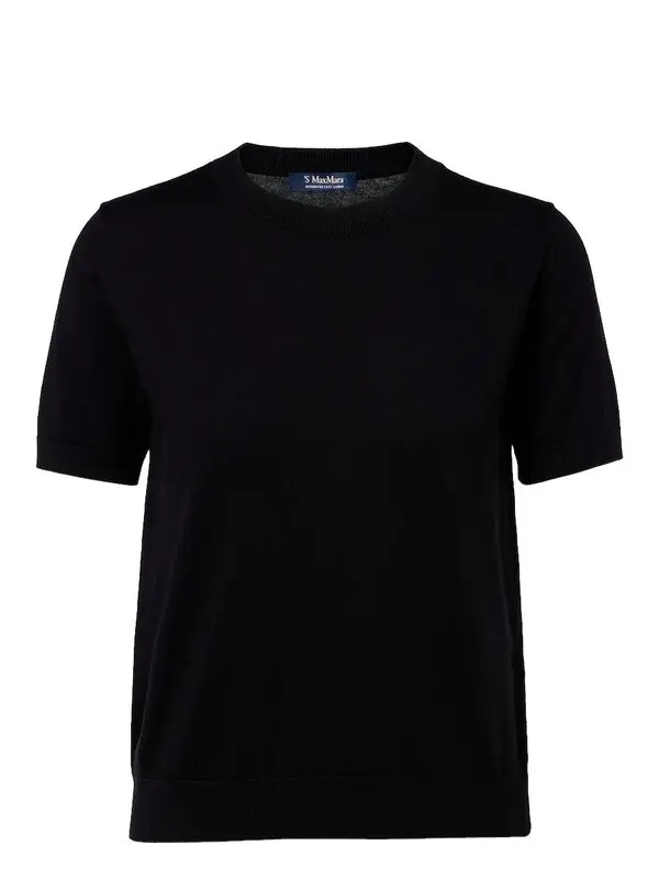 Max Mara Cotton, Silk, And Cashmere Short-sleeve Top - Black