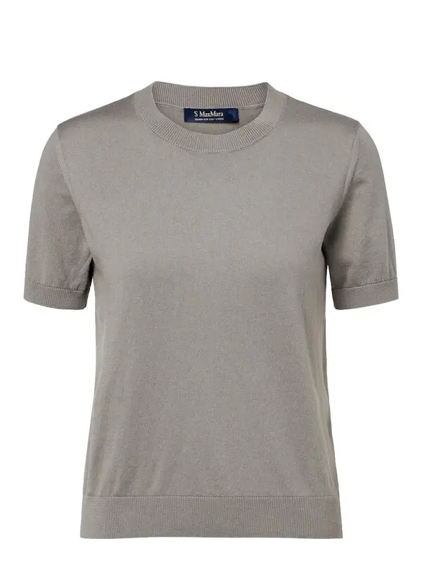 Max Mara Cotton, Silk, And Cashmere Short-sleeve Top - Grey