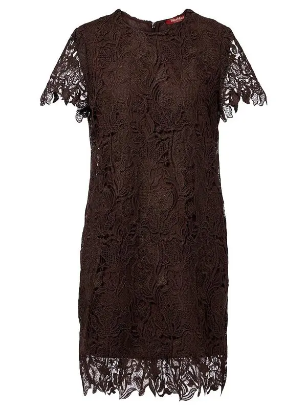 Max Mara Cotton Guipure Lace Minidress - Brown