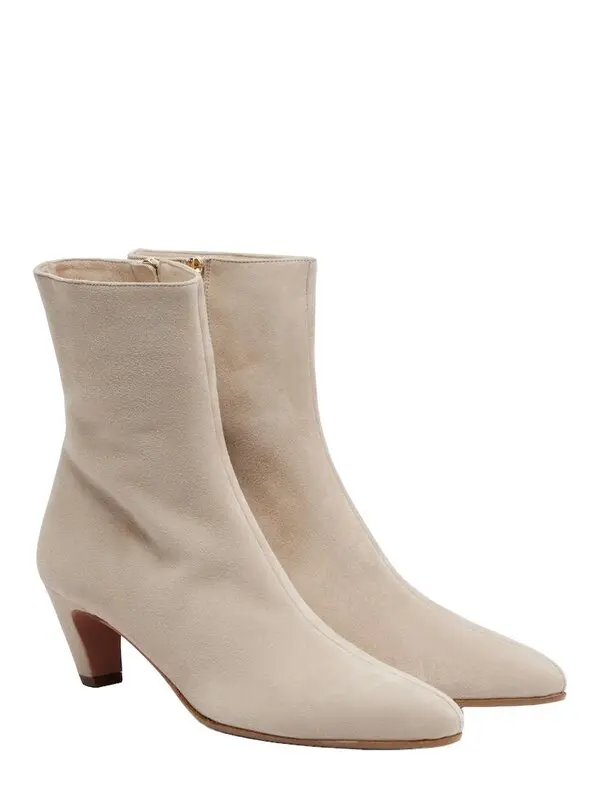 AQUAZZURA Suede Zip-up Pointed Toe Ankle Boots - Grey